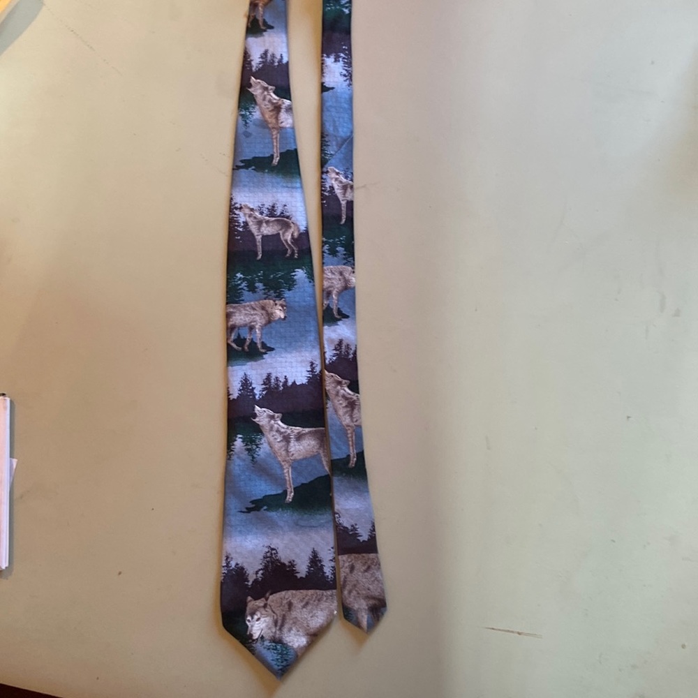 Timber Wolves Rm Style Wildlife Necktie Tie Vintage M… - Gem